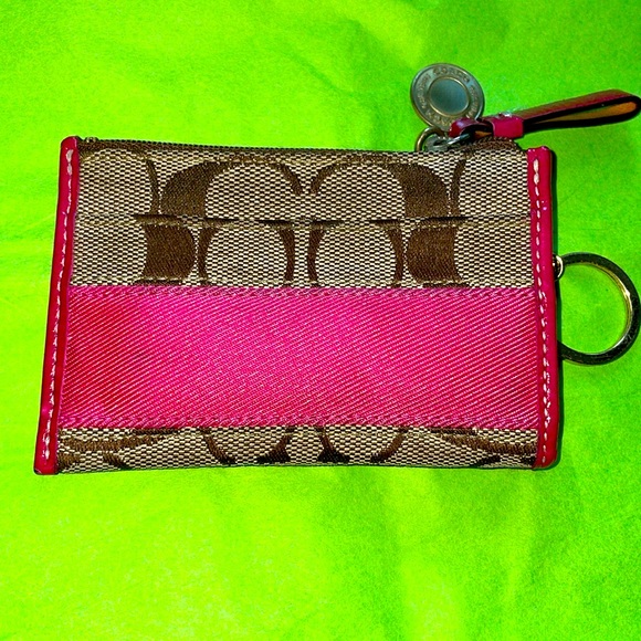 Coach | Bags | Coach Signature C Hot Pink Brown Coin Purse | Poshmark